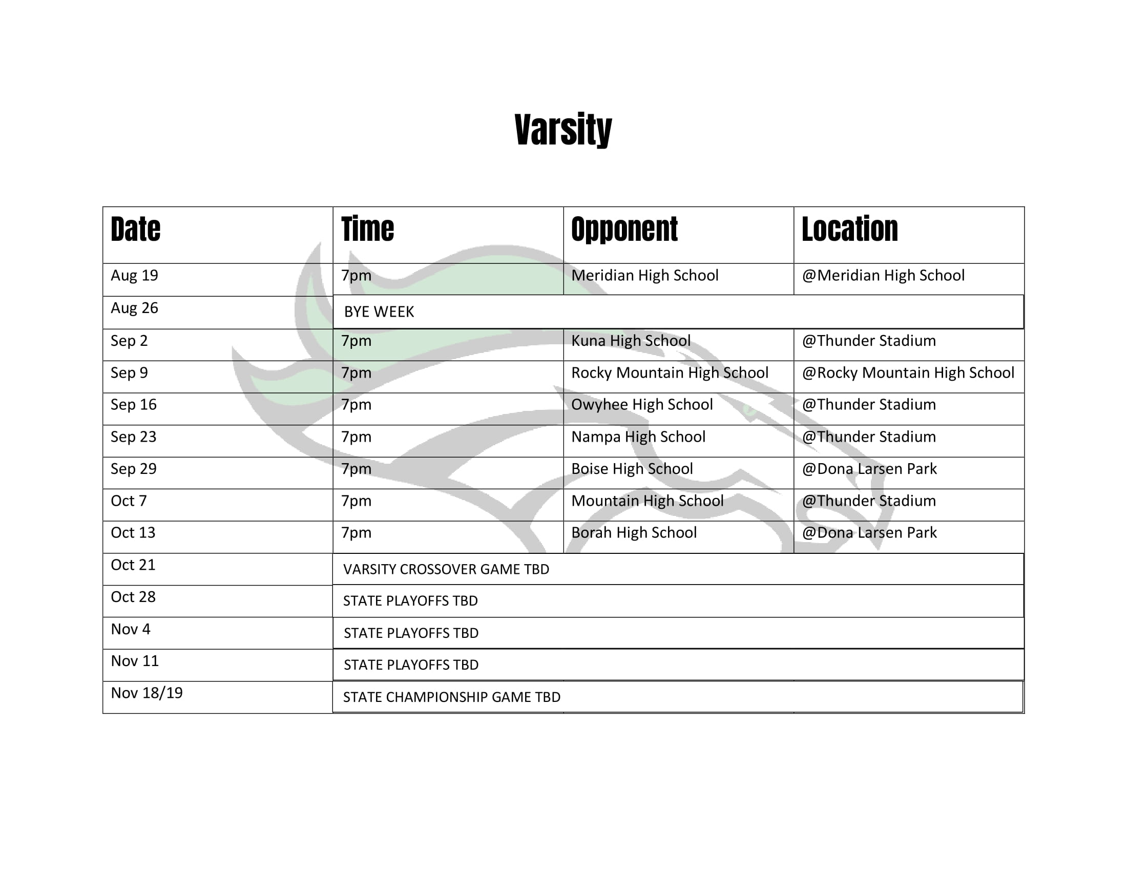 Eagle High School Football